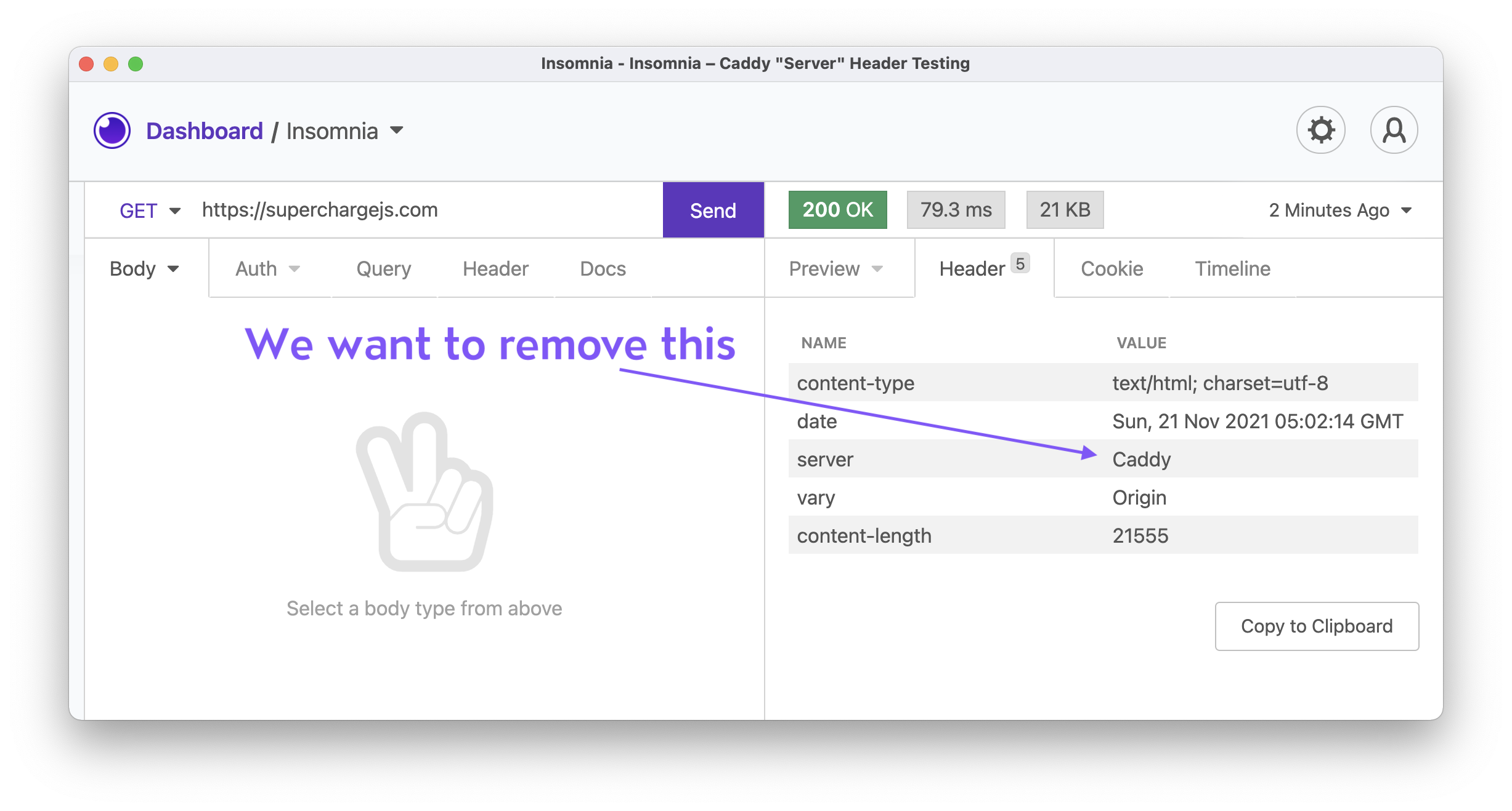Caddy Remove The Server Response Header